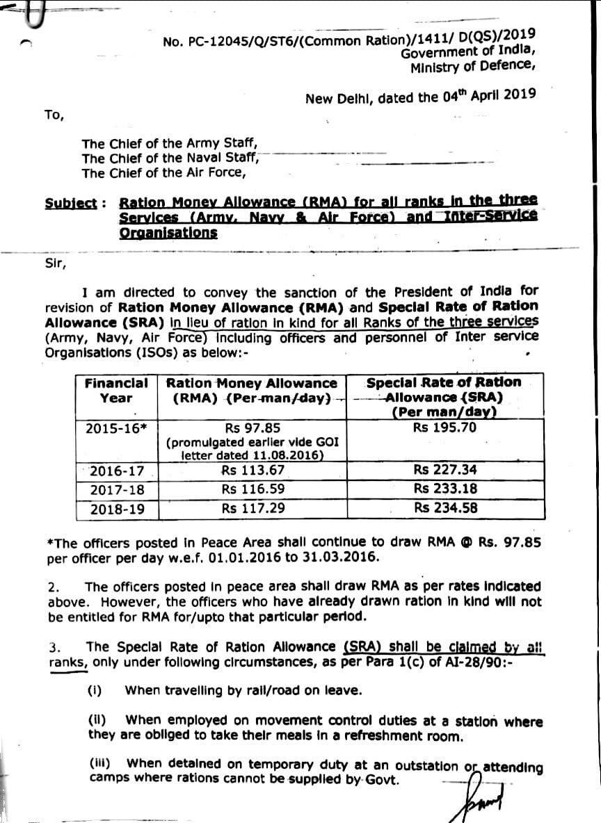 तीनों सेनाओं के राशन मनी भत्ते में महज 70 पैसे बढ़े, पूर्व सैनिकों ने ...