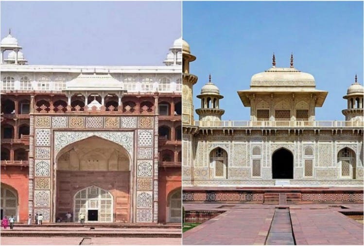 Golden Painting Of Akbar's Tomb And Etmaddaula Ka Makbara In Agra ...
