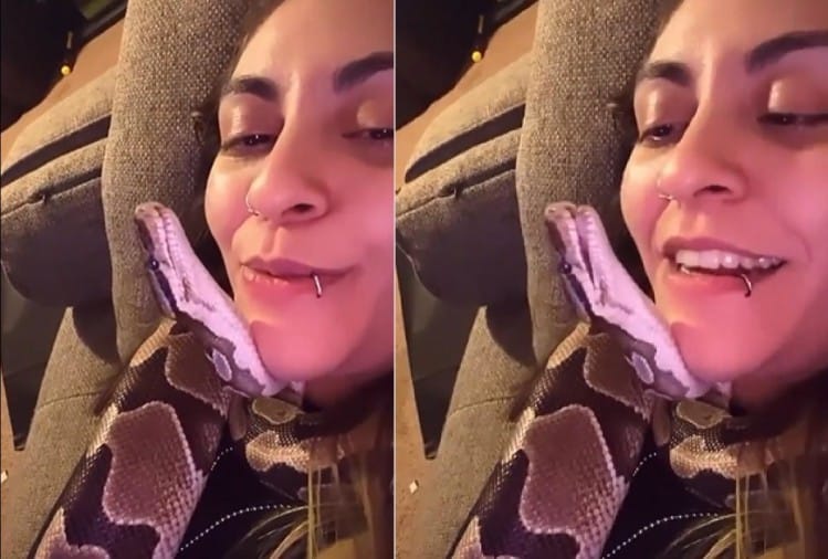 This Girl Loves Snake And Kissed Repeatedly And Sleeping With Video ...