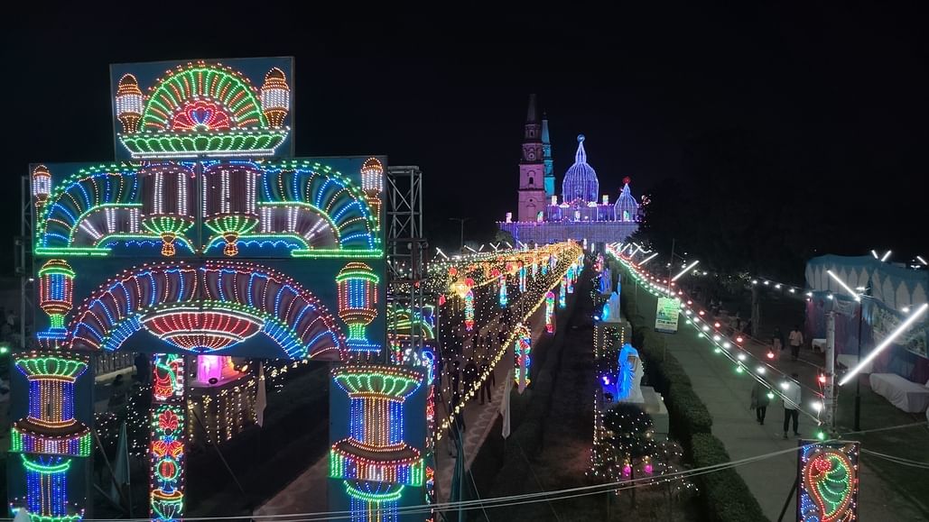 The Church Premises Are Illuminated With Colorful Lights. - Meerut News ...